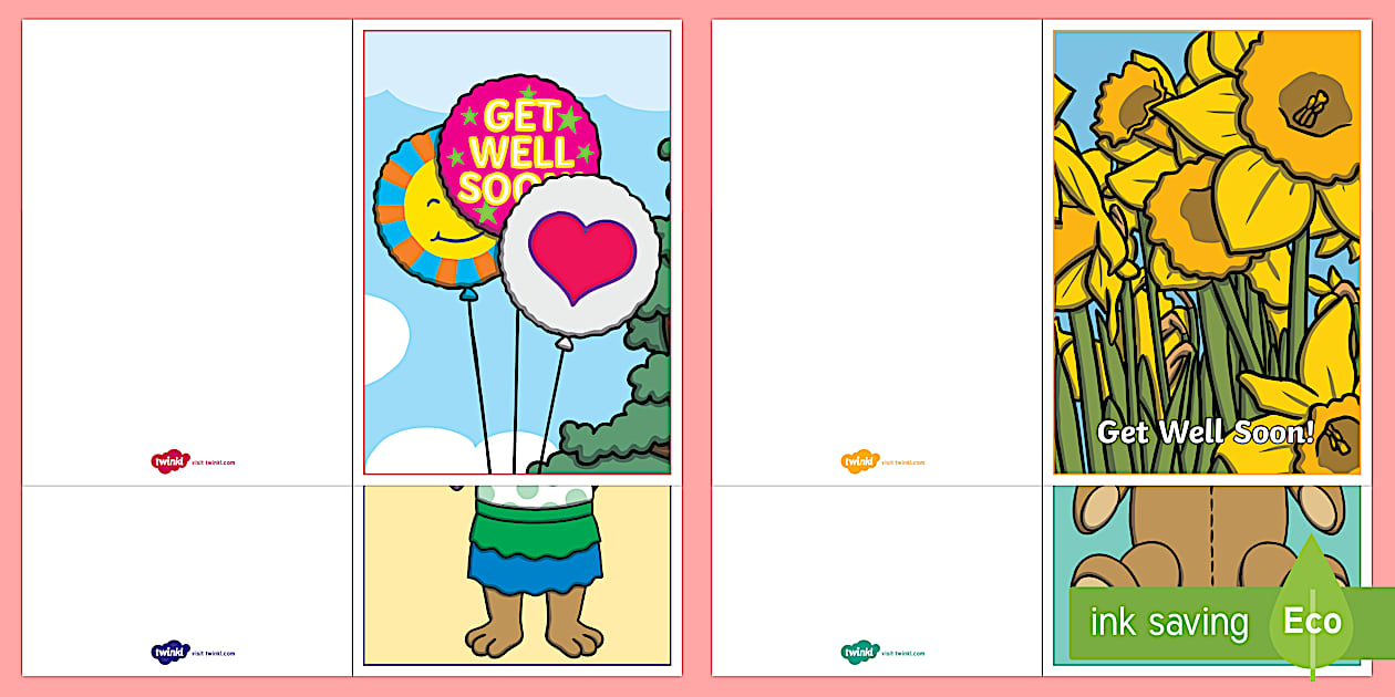 Editable Get Well Soon Greeting Cards (professor feito)