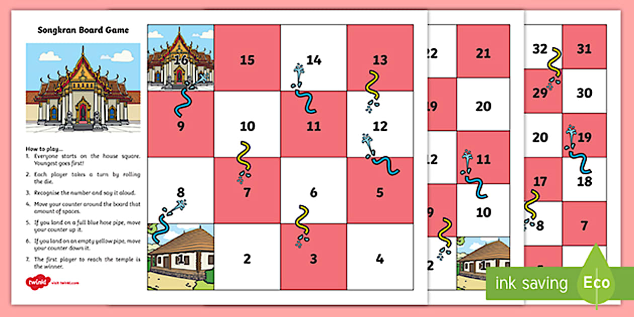 Thailand Songkran Festival 13th April Board Game - Twinkl