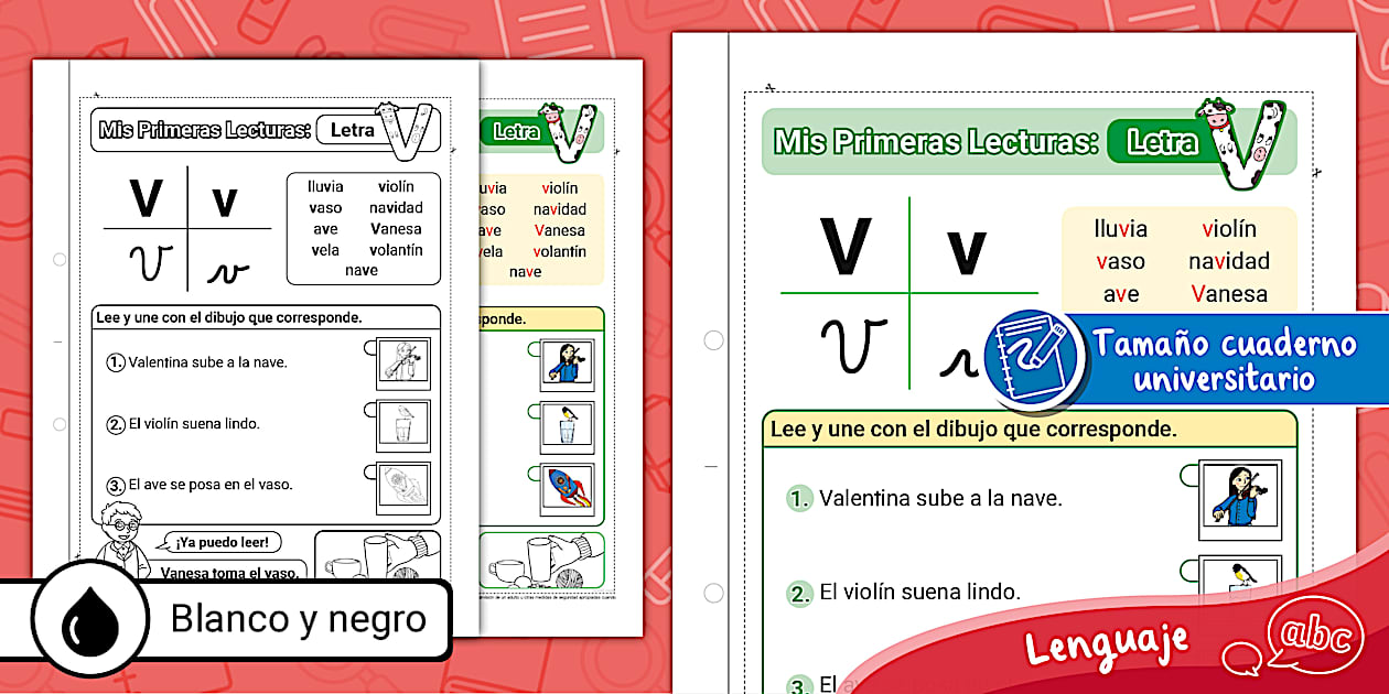 Primeras | Lecturas Cortas | Letra | V | Lenguaje y Comunicación