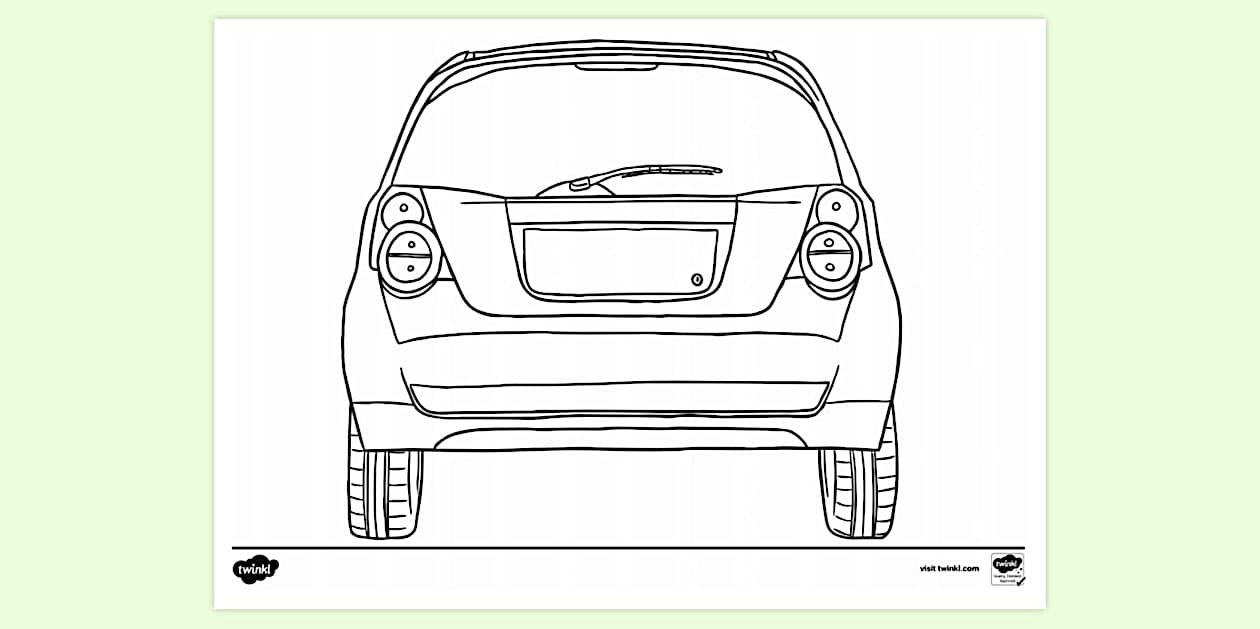 Back of Car Colouring Sheet | Colouring Sheets - Twinkl