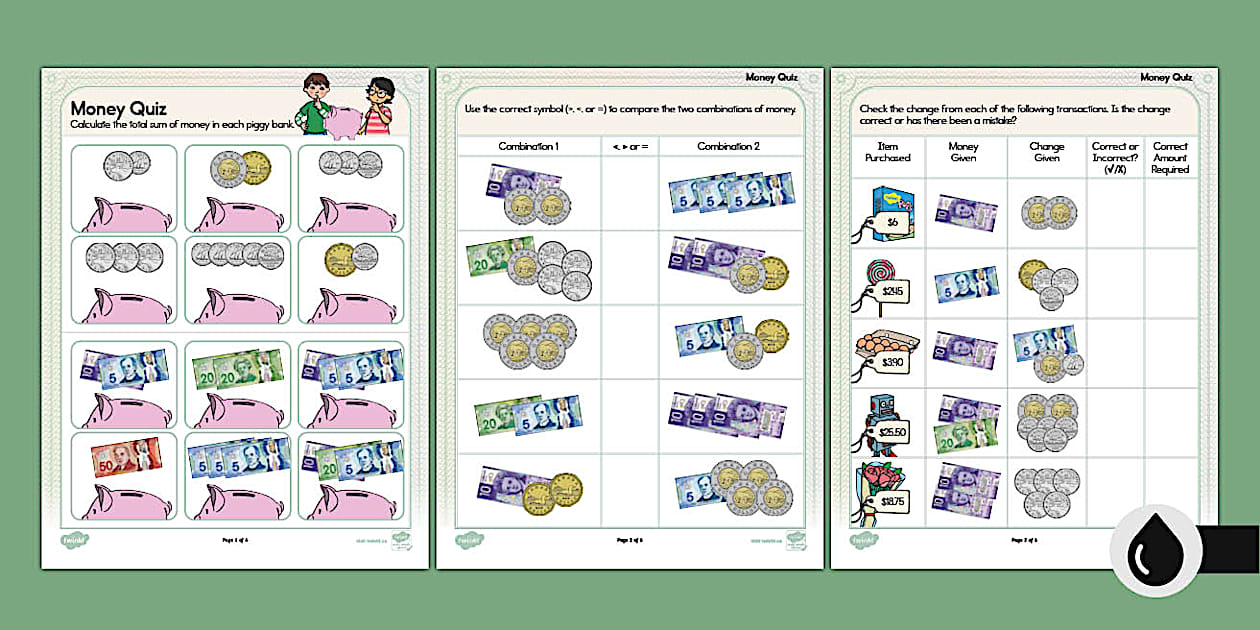 Financial Literacy Grade 3 Worksheet | Twinkl CA - Twinkl