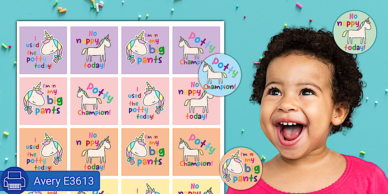 Toilet Potty Training - Rainbow Unicorn - Reward Stickers
