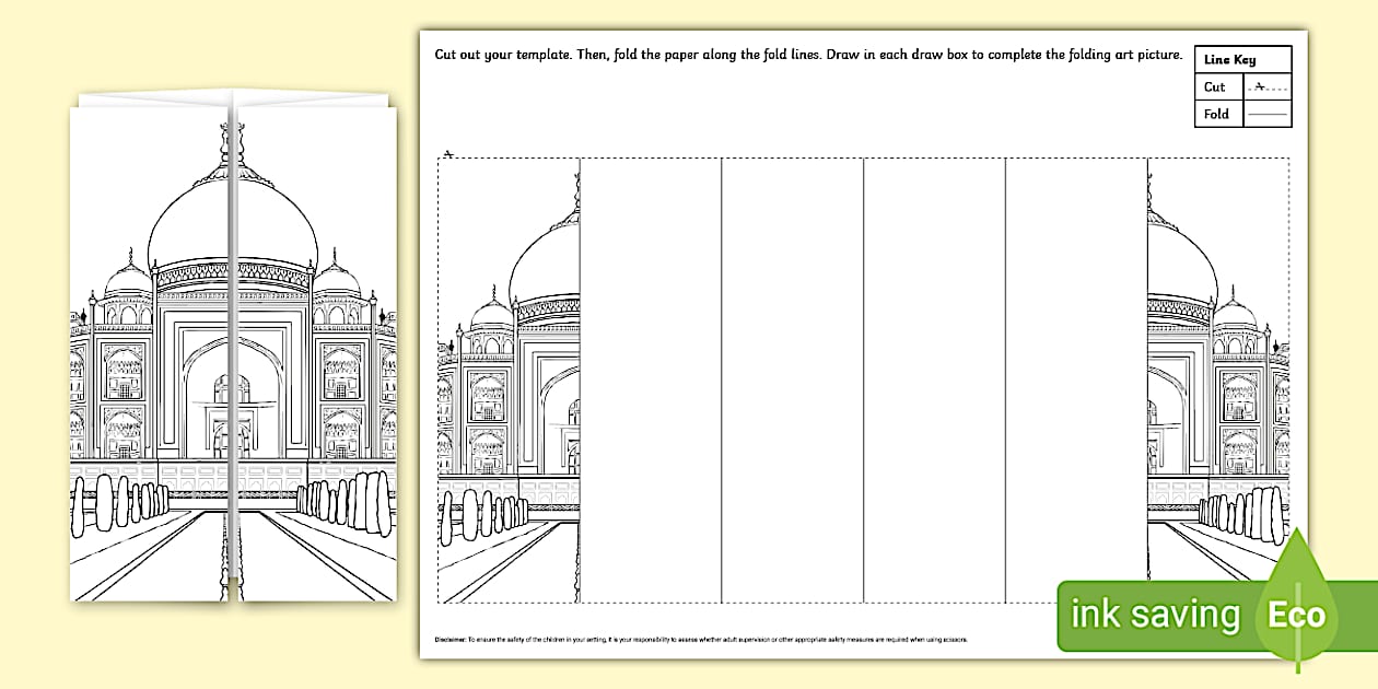 Taj Mahal Folding Art Template (Teacher-Made) - Twinkl