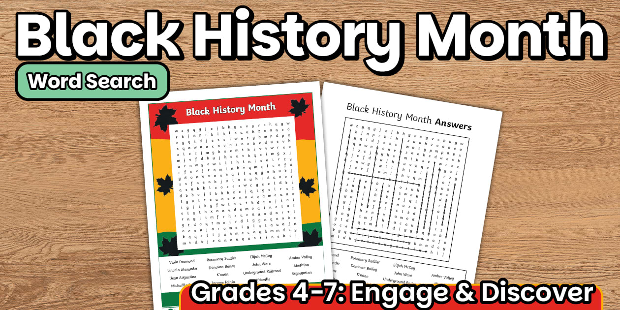 Black History Month Intermediate Word Search