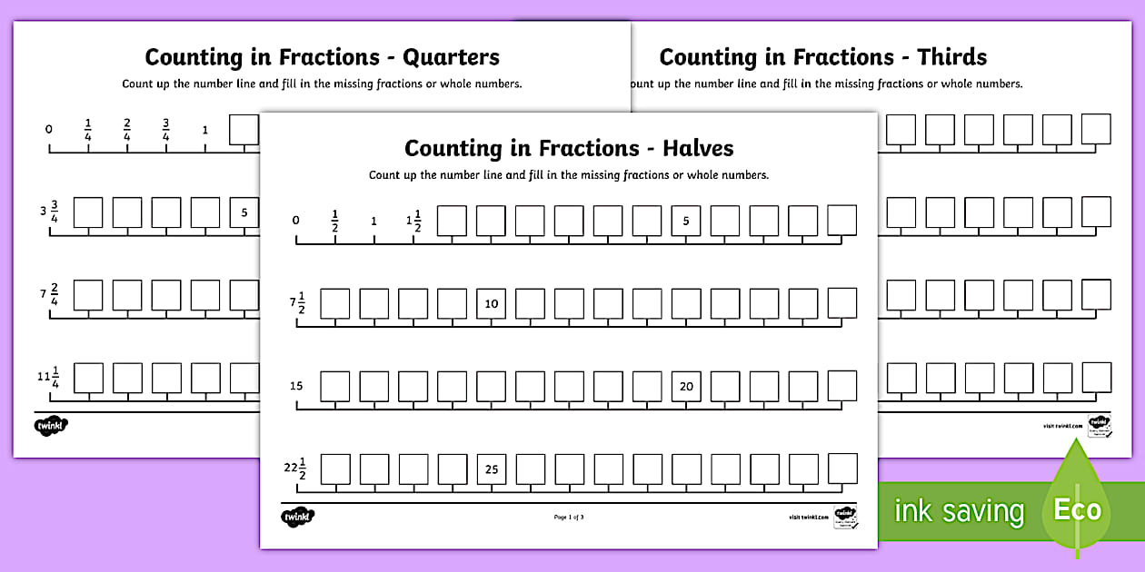 Fractions Number Line Worksheets (teacher made) - Twinkl