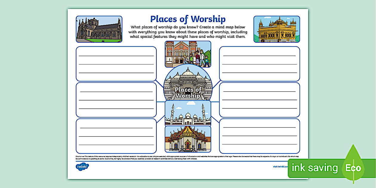 Places of Worship Mind Map (teacher made) - Twinkl