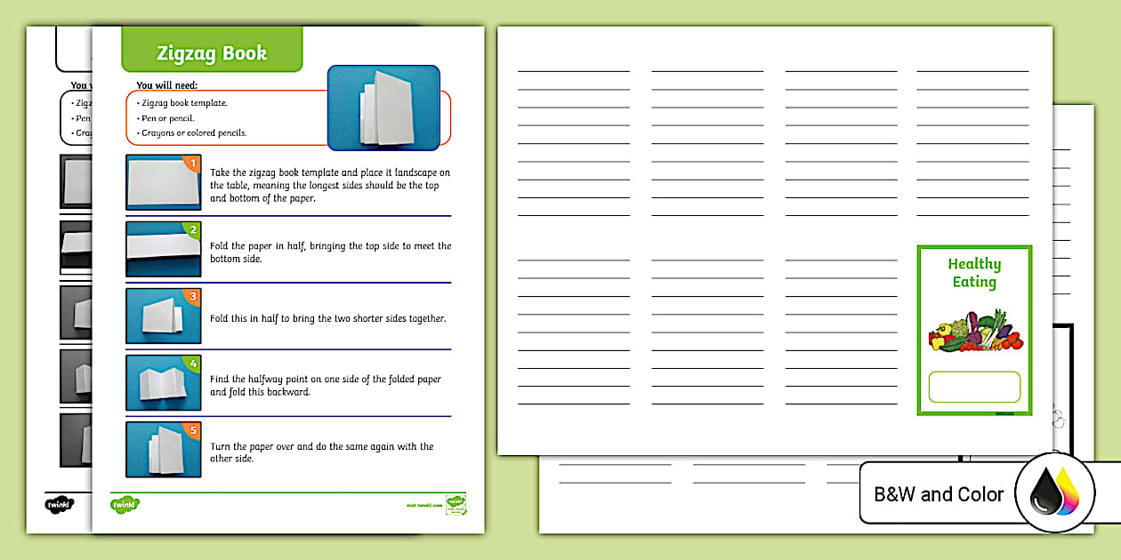 Healthy Eating Zigzag Book for 3rd-5th Grade (teacher made)