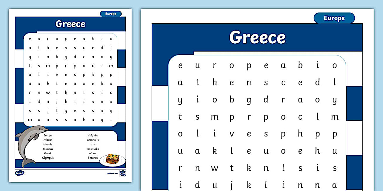 KS1 Greece Word Search - Geography - Twinkl