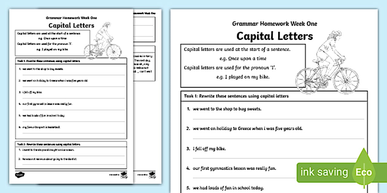 Grammar Homework Week One (teacher made) - Twinkl