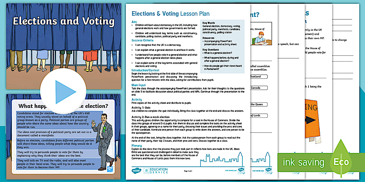 FREE! - Elections and Voting: UK Parliament Lesson Pack 5