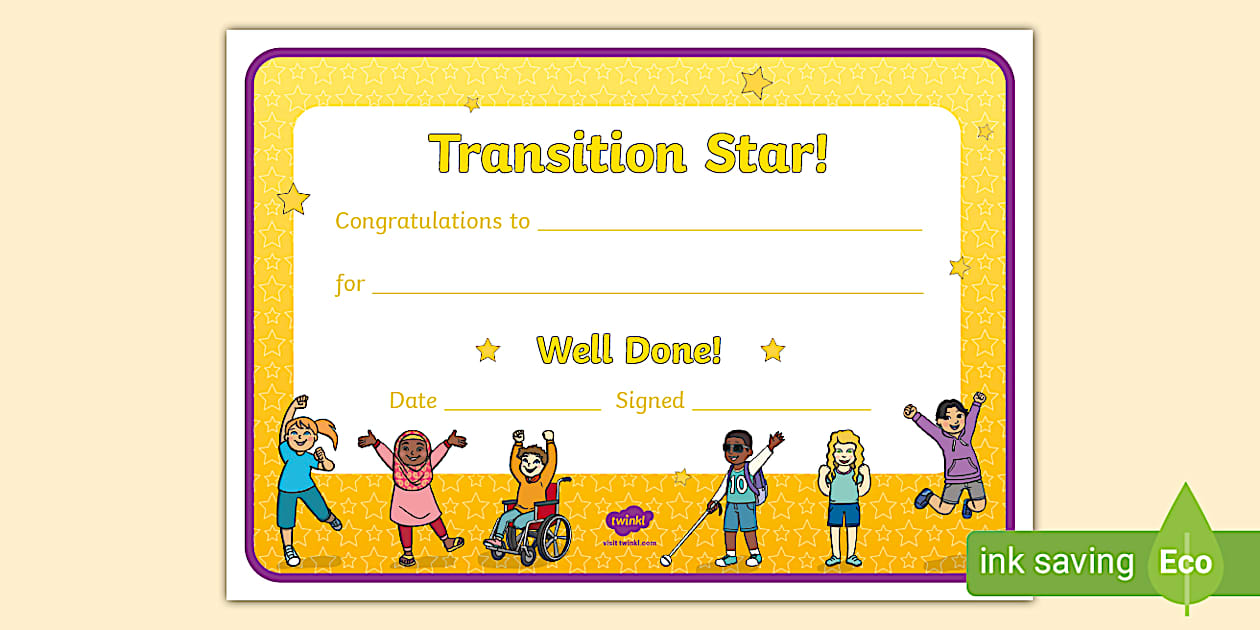Transition Star Certificate (l'enseignant a fait) - Twinkl