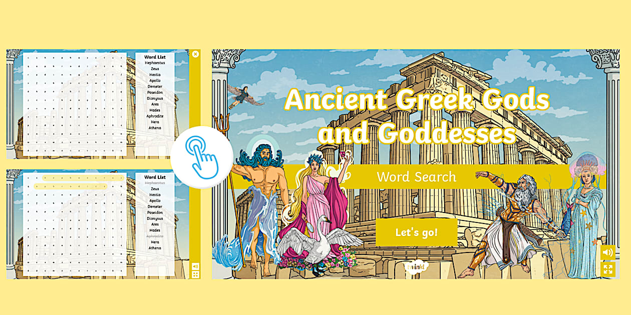 Ancient Greek Gods and Goddesses Interactive Word Search