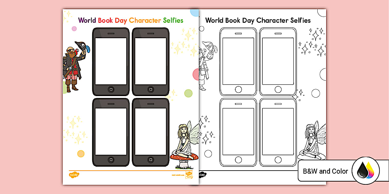 World Book Day Character Selfies Worksheet - Twinkl