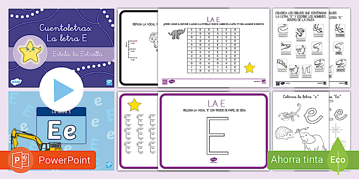 Pack cuentoletras: La letra E (teacher made) - Twinkl