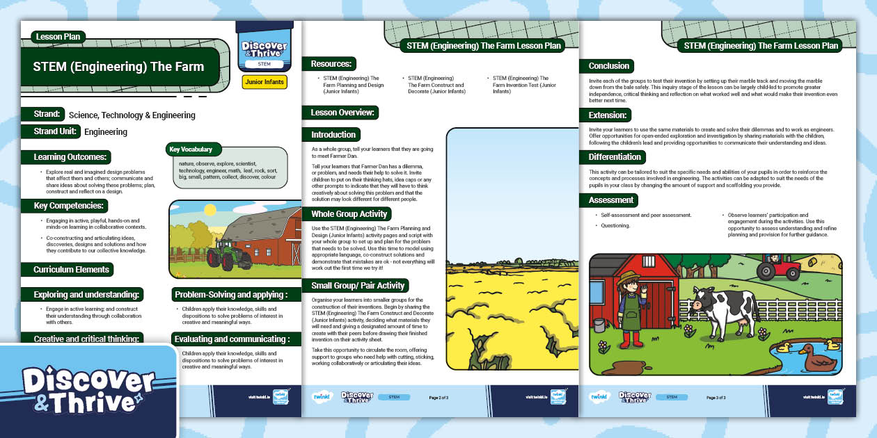 STEM (Engineering) The Farm Lesson Plan (Junior Infants)