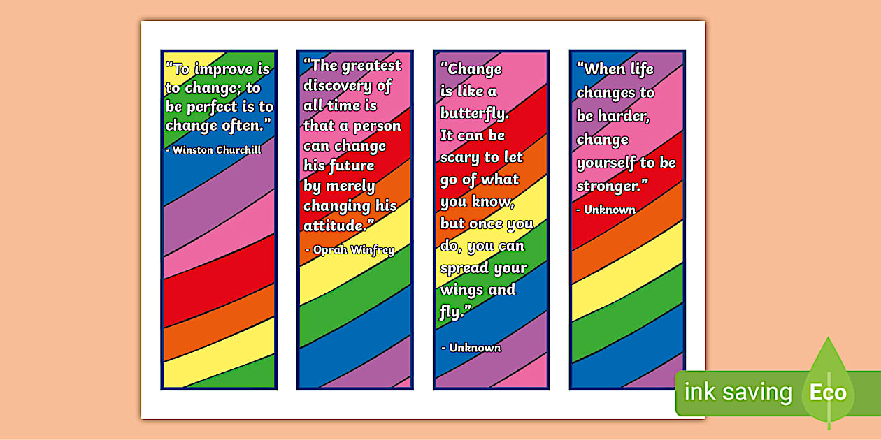 Transition Quotes Bookmarks (Teacher-Made) - Twinkl