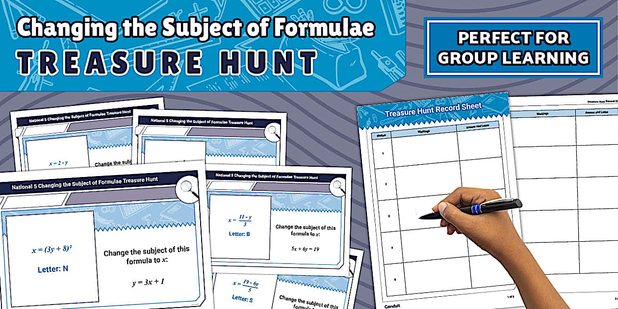 National 5 Changing the Subject of Formulae Treasure Hunt