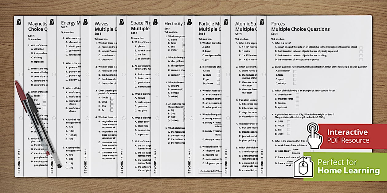 AQA GCSE Physics Multiple Choice Questions Revision Pack | Beyond