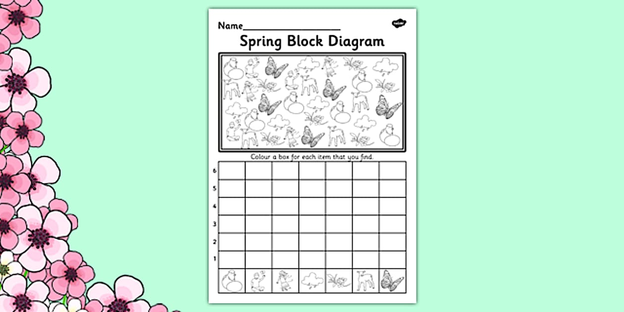 Springtime Block Diagram Worksheet / Worksheet - Twinkl