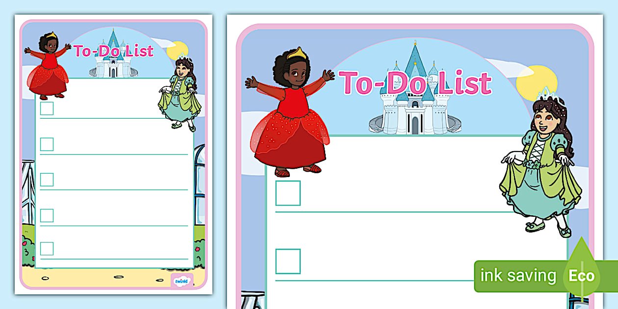 Princess-Themed To-Do List - Daily Routine (teacher made)
