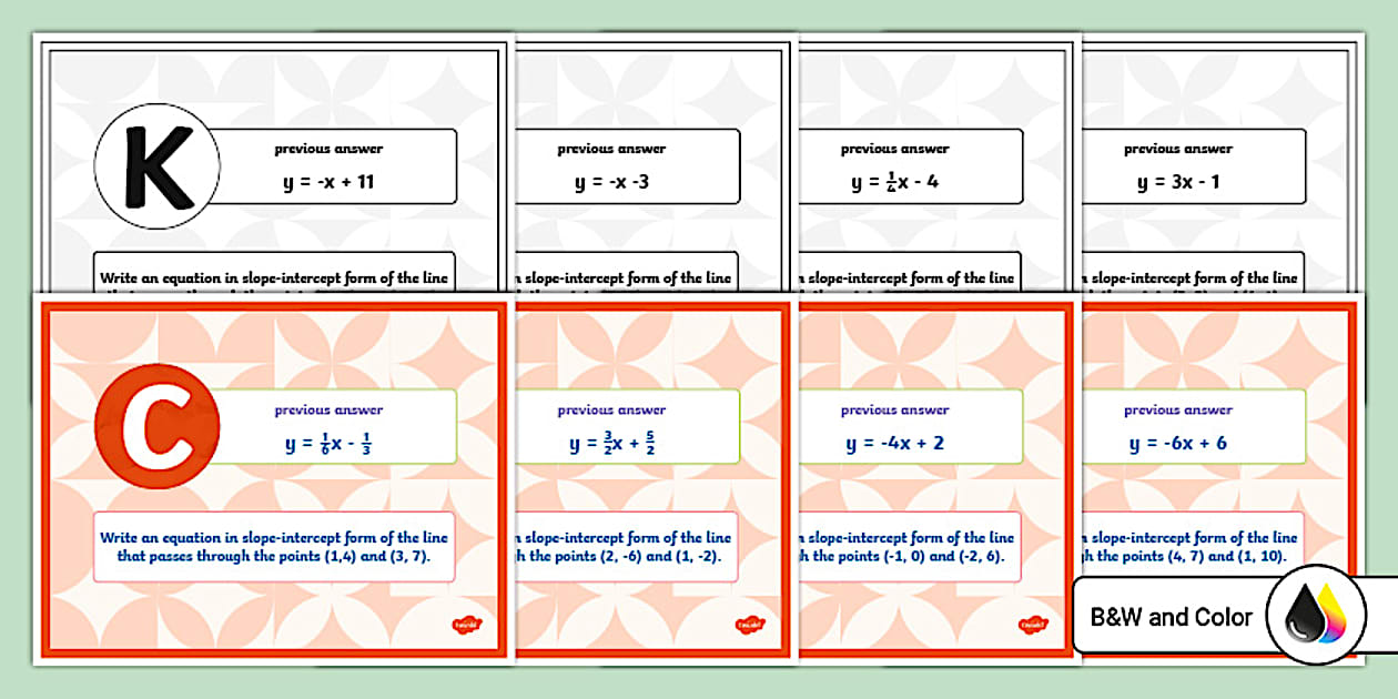 Eighth Grade Scavenger Hunt: Write a Linear Equation From Two Points Around