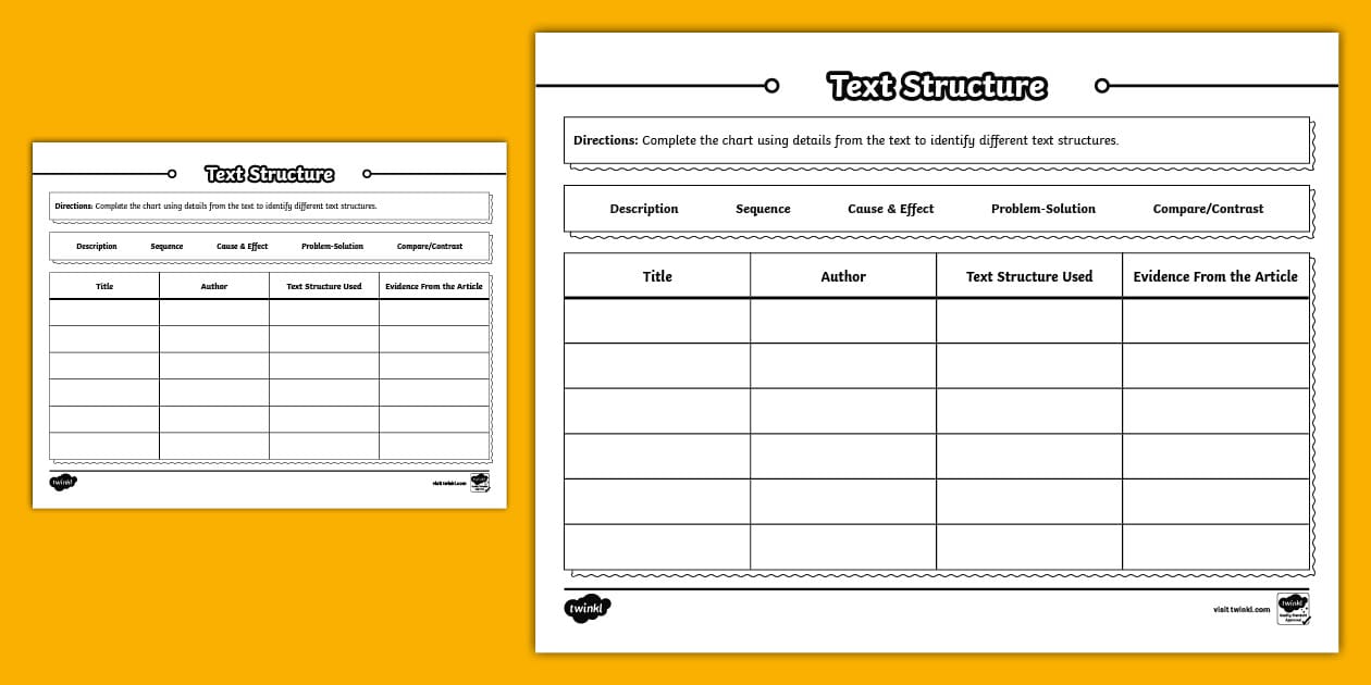 Nonfiction Text Structure Analysis Graphic Organi for 6-8 Gr