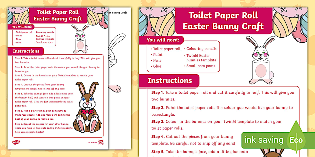 Toilet Paper Roll Easter Bunny Craft - Primary Resources