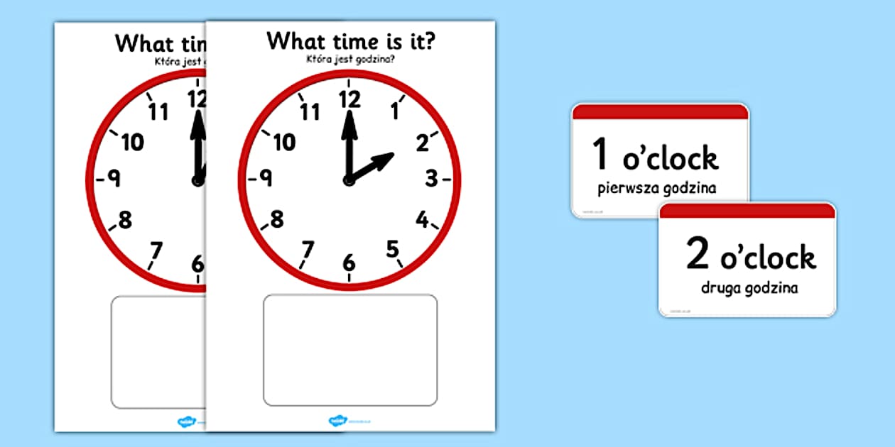 Analog Clocks Hourly (Matching) Polish Translation - Twinkl