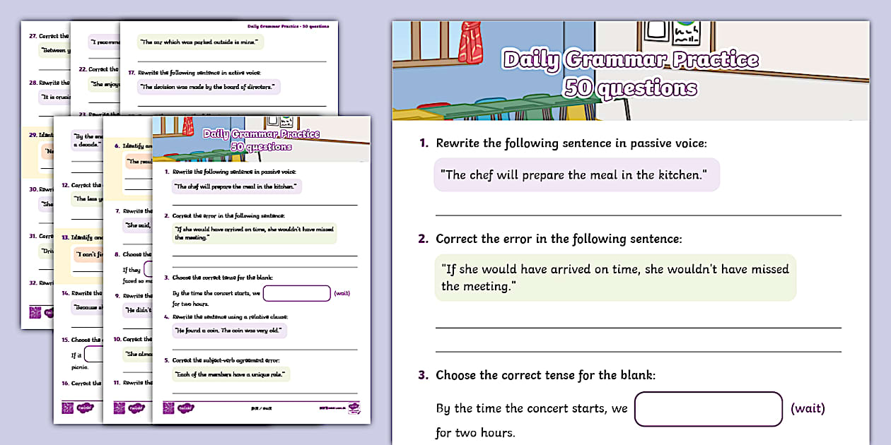 Daily Grammar Practice - 50 questions (Teacher-Made)