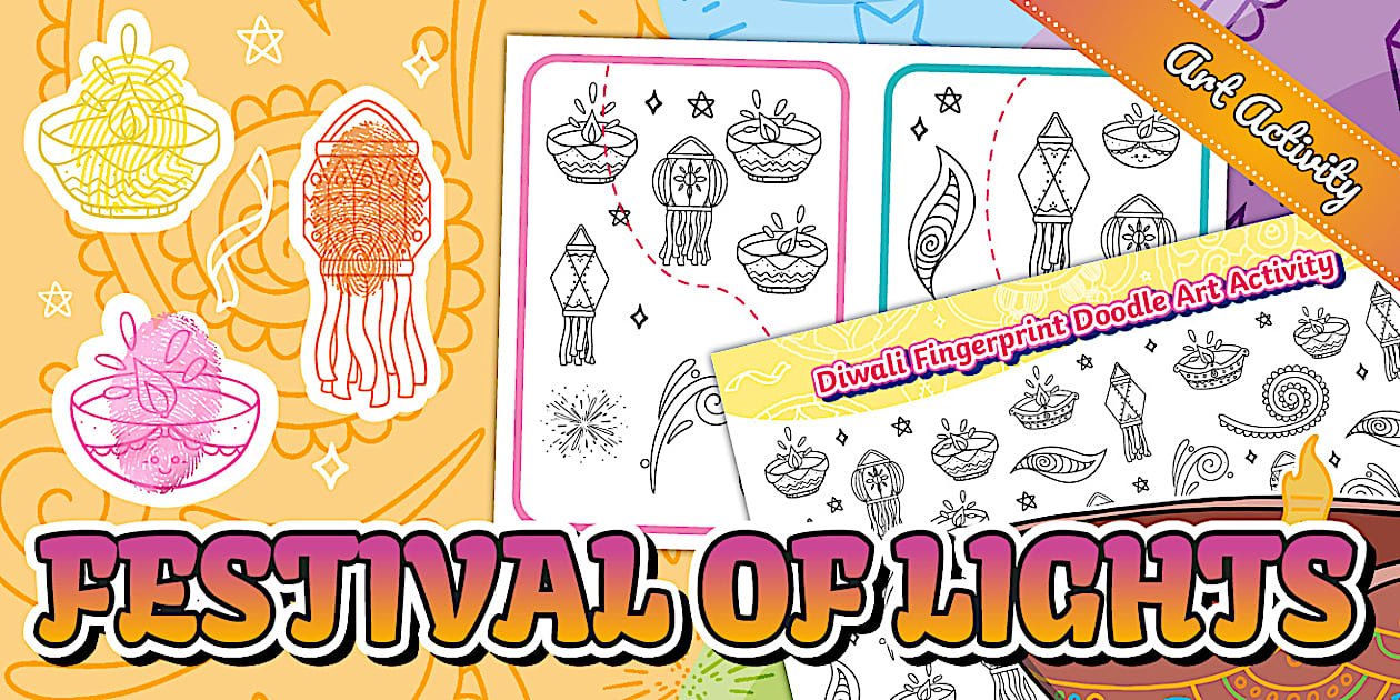 Diwali Fingerprint Doodle Art Activity - Twinkl