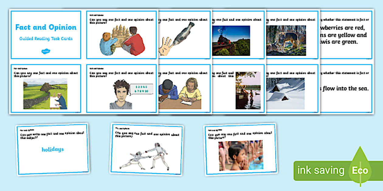 Editable Guided Reading Skills Task Cards Fact and Opinion