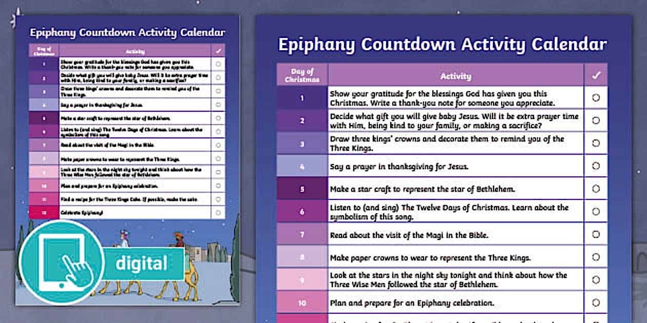 Epiphany Countdown Activity Calendar (teacher made) - Twinkl