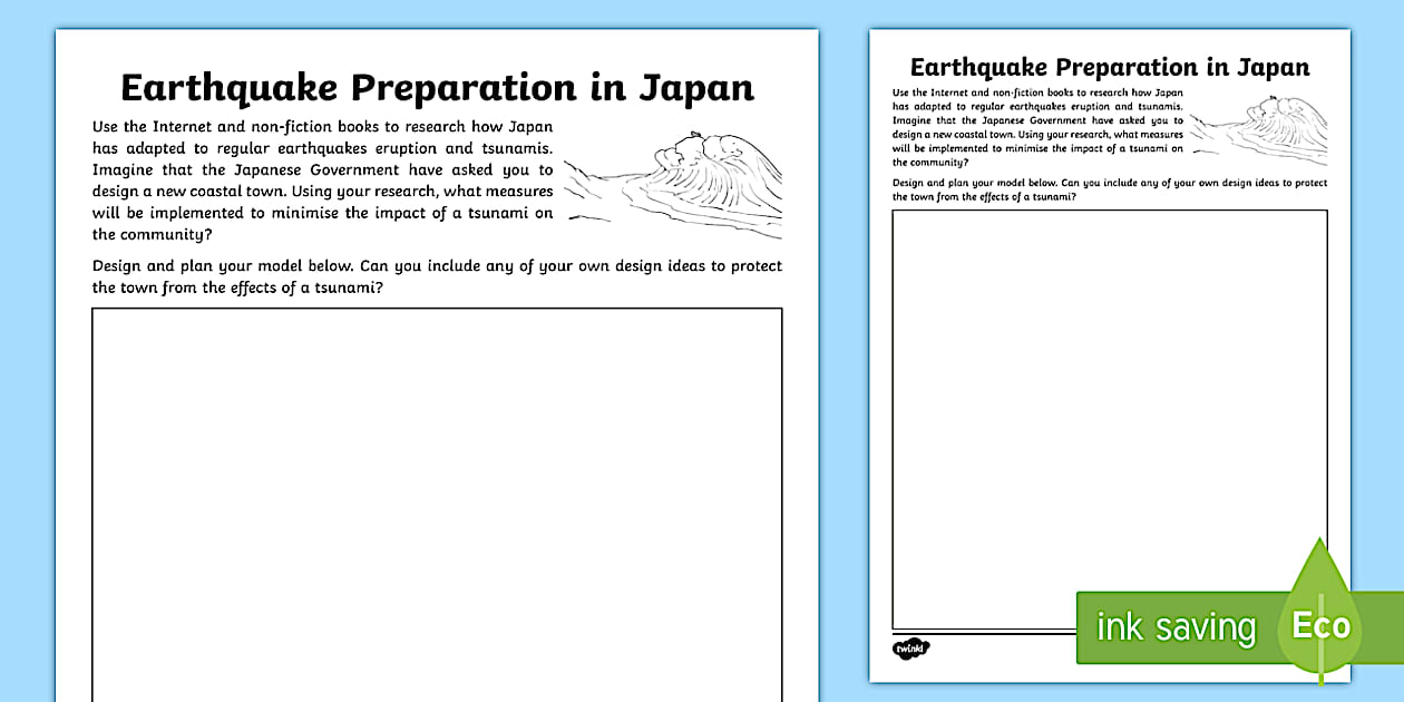 Earthquake Preparation in Japan Design Worksheet / Worksheet