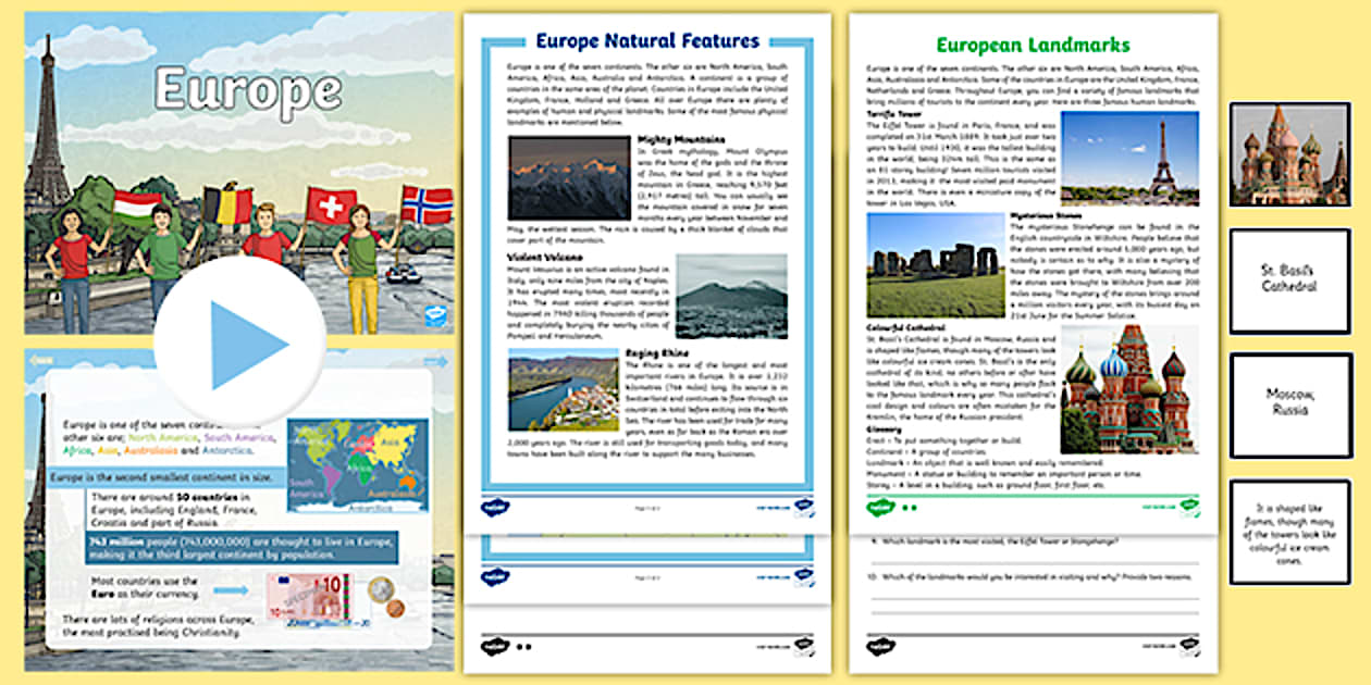 European Geography and Landmarks - Landmark Activity Pack