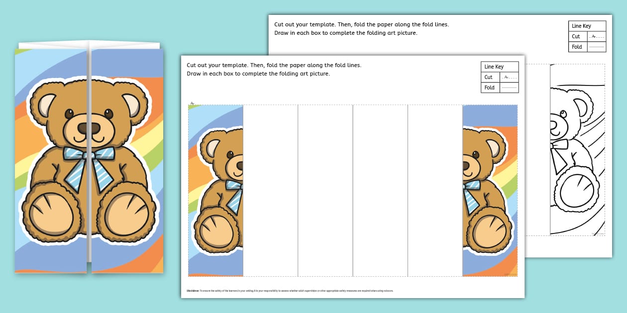 Teddy Bear Folding Art Template (Teacher-Made) - Twinkl