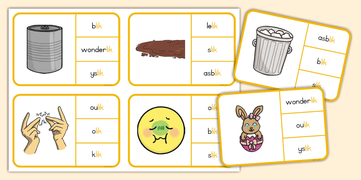 Graad 2 Klanke Wasgoepennetjies Kaartjies -lik - Twinkl