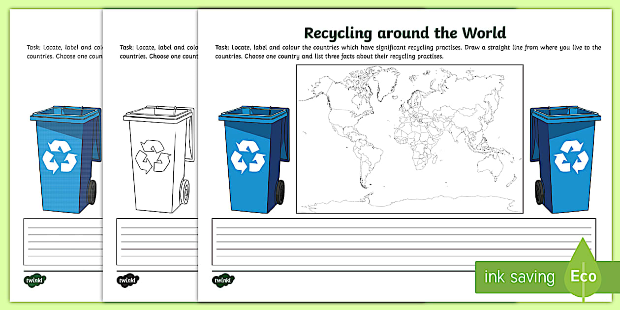 National Recycling Week Mapping Worksheet - Twinkl