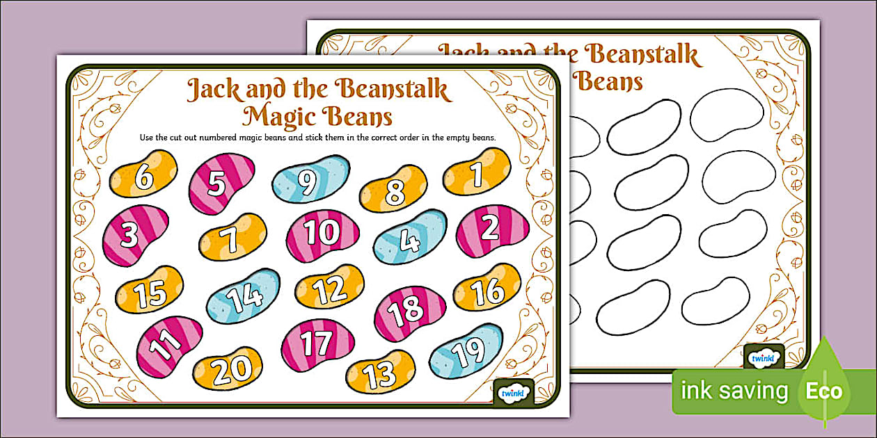 Editable Jack and the Beanstalk Magic Bean Number Ordering 1-20