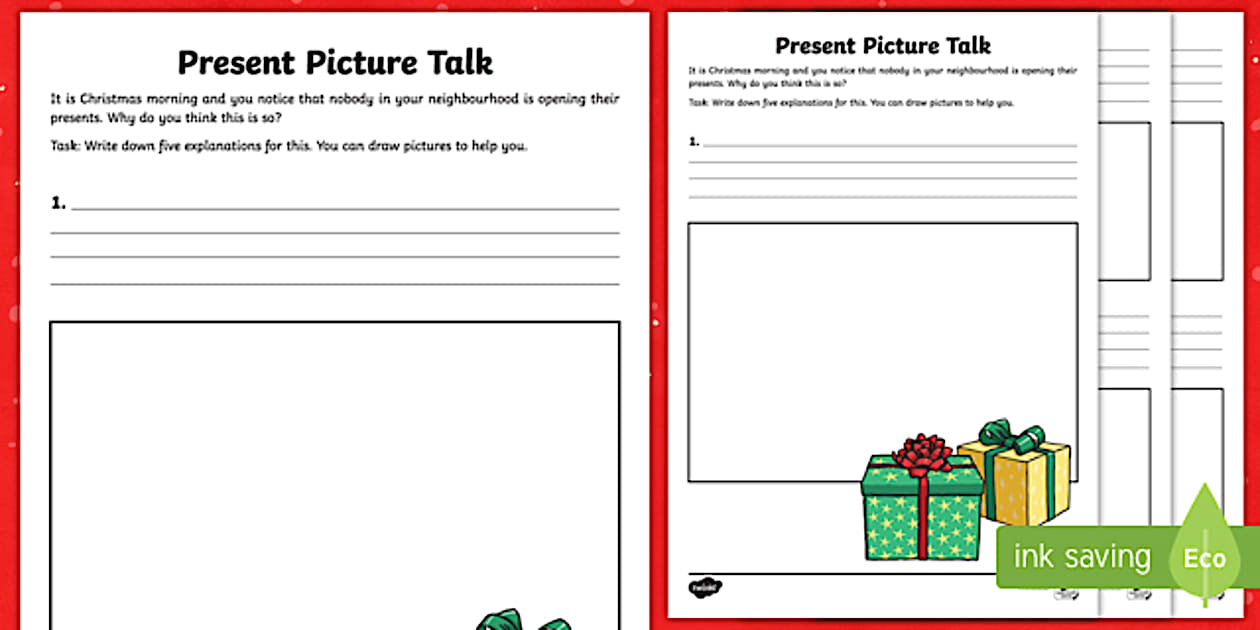 Christmas Present Picture Talk Worksheet / Worksheet-Australia
