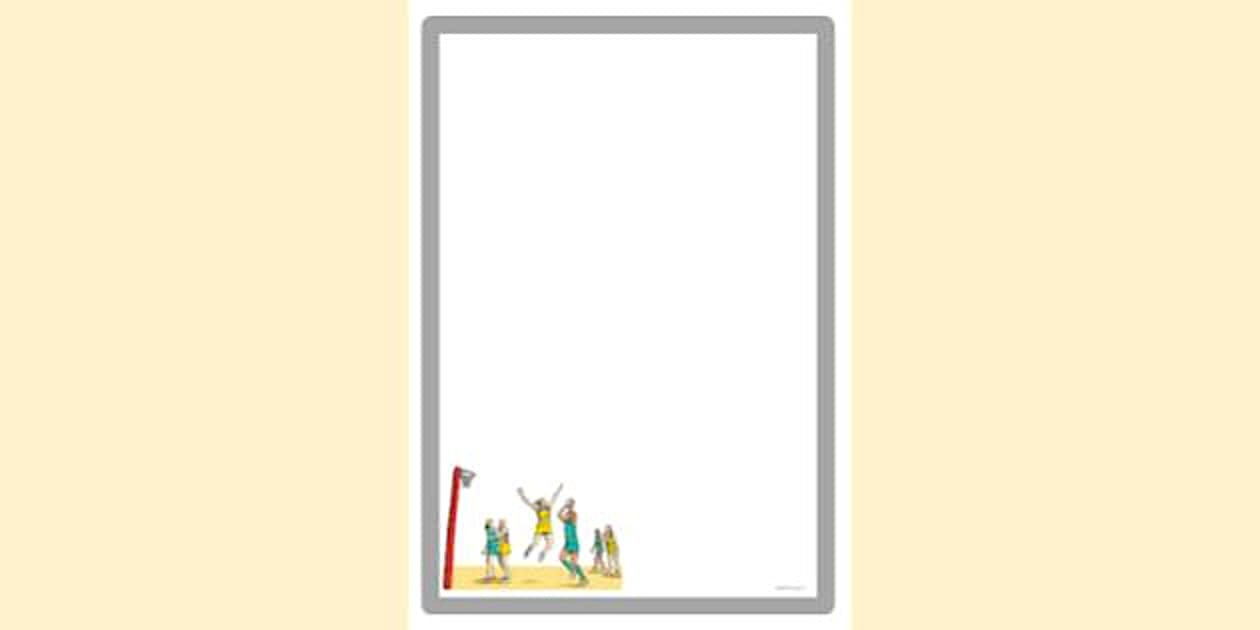 Simple Blank Netball Players Border | Page Borders | Twinkl