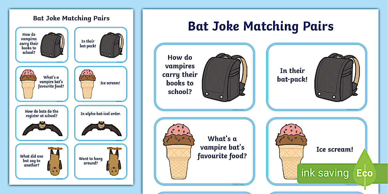 Bats Joke Matching Pairs (Teacher-Made) - Twinkl