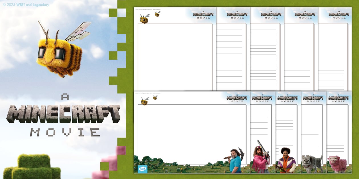 A Minecraft Movie: Minecraft Page Borders [Ages 5-11]