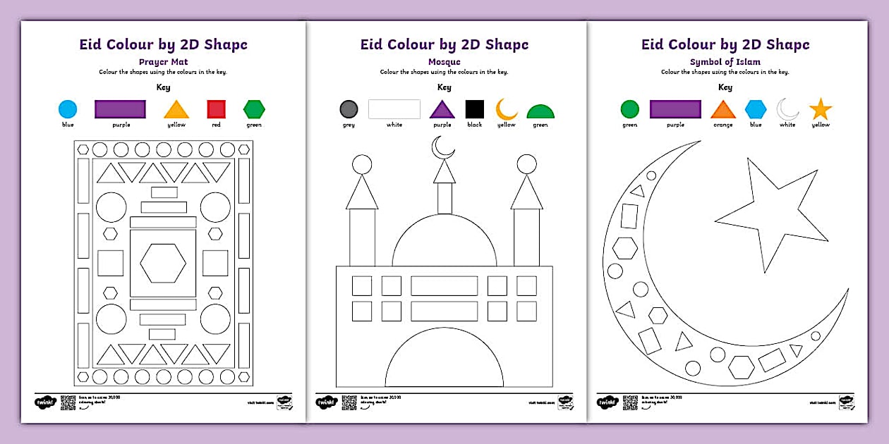 👉 Eid Colour by 2D Shape Activity (teacher made) - Twinkl
