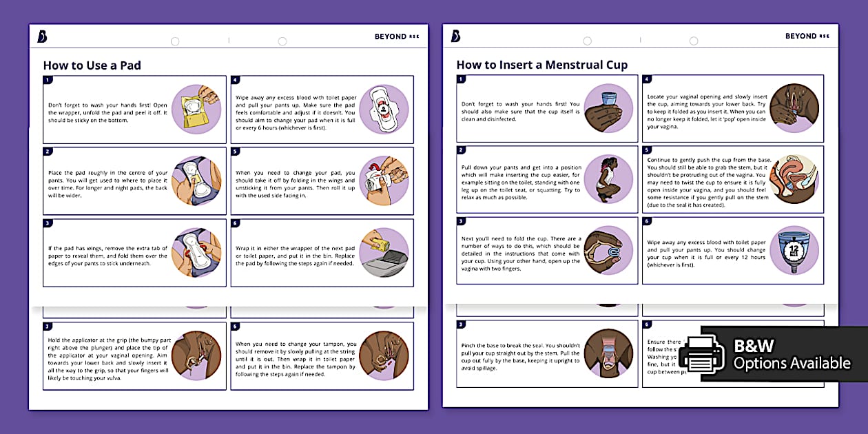 Period Product How To...Diagrams | Health and Wellbeing | RSE