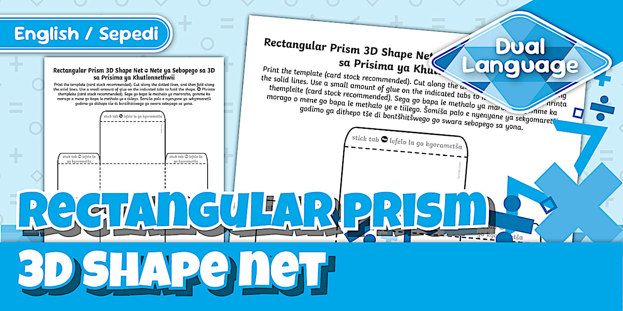Grade 4 Maths Rectangular Prism 3D Shape Net Sepedi/English