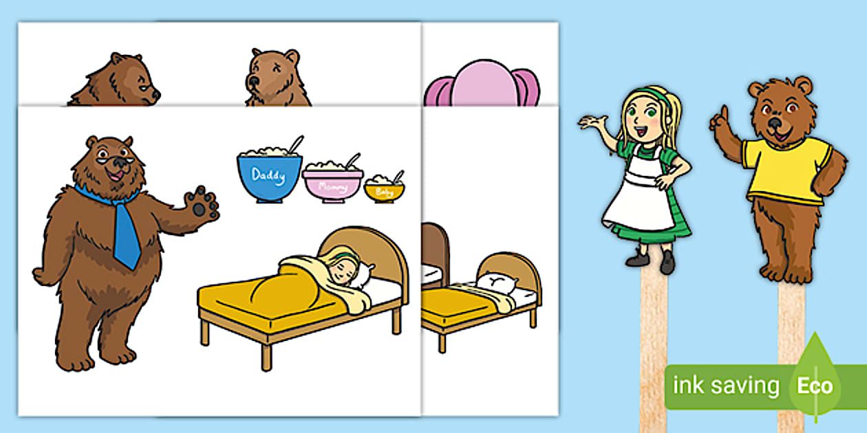 Goldilocks and the Three Bears Stick Puppets (teacher made)