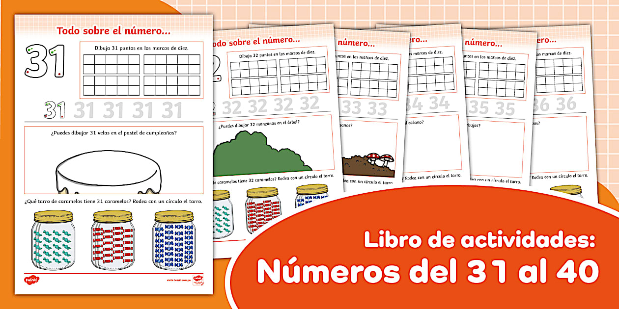Libro de actividades: números del 31 al 40 | Twinkl