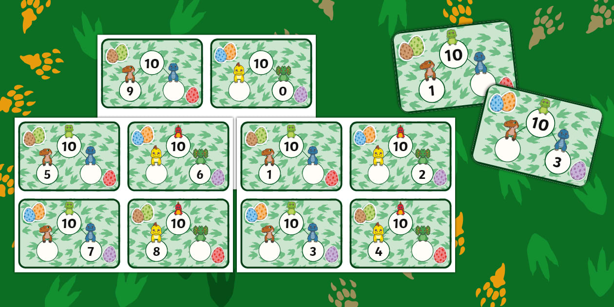 👉 Dinosaur Part-Whole Models to 10 Flashcards - Twinkl