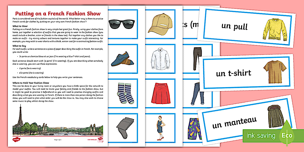 French: Putting On A French Fashion Show Activity - Twinkl