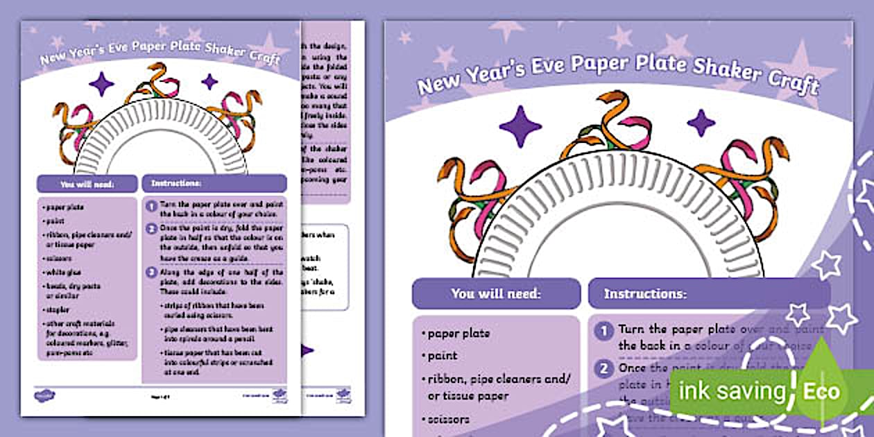 New Year's Eve Paper Plate Shaker Craft Idea (teacher made)